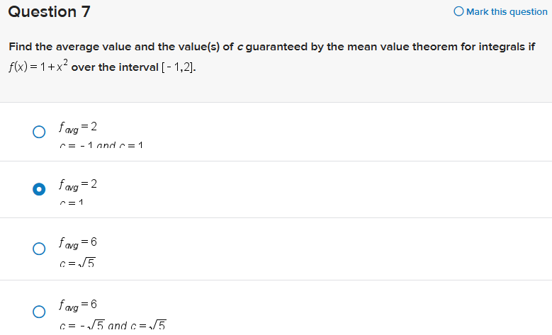 Solved Find the average value and the value(s) of c | Chegg.com