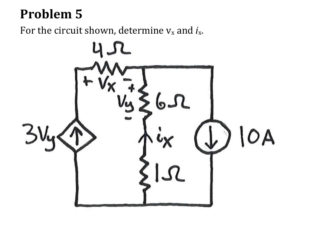 Solved Problem 5 For the circuit shown, determine vx and ix. | Chegg.com