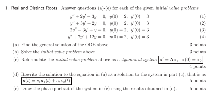 Solved (3) 1. Real and Distinct Roots Answer questions | Chegg.com