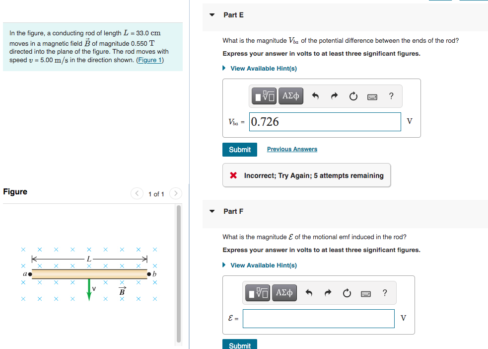 Solved In the figure, a conducting rod of length L=33.0 cm | Chegg.com