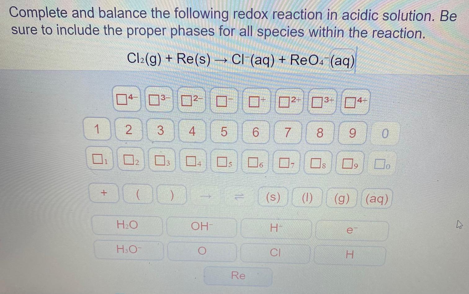Solved Complete and balance the following redox reaction in | Chegg.com