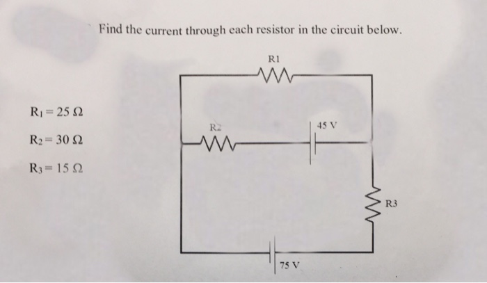 Solved Find the current through each resistor in the circuit | Chegg.com