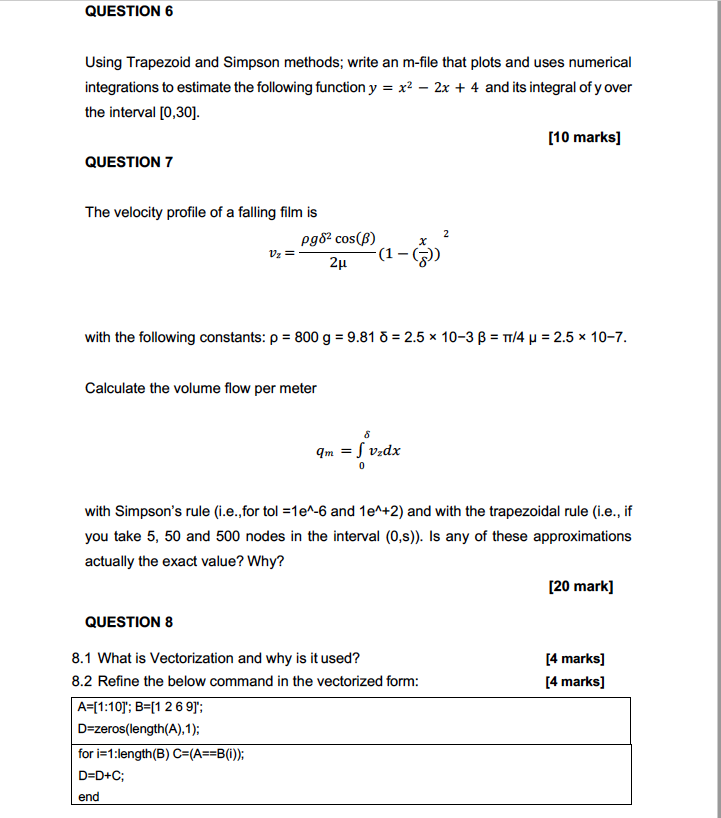 Solved QUESTION 6 Using Trapezoid and Simpson methods; write | Chegg.com