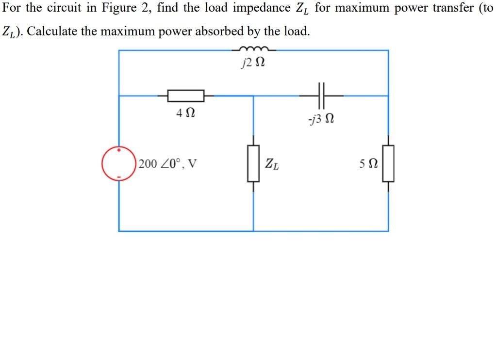 Solved For the circuit in Figure 2, find the load impedance | Chegg.com