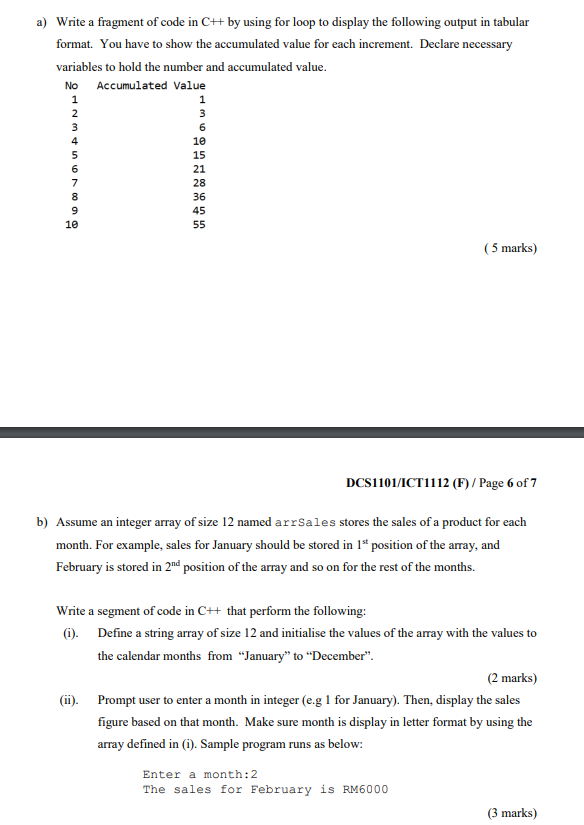 Solved a) Write a fragment of code in C++ by using for loop | Chegg.com