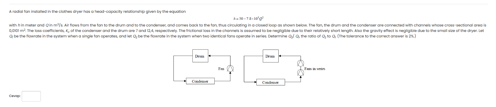 Solved code class="asciimath">A radial fan installed in the | Chegg.com