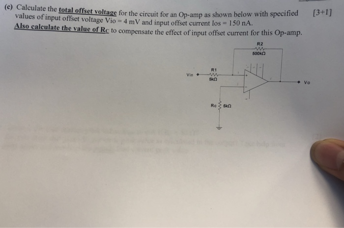 Solved (e) Calculate the total offset voltage for the | Chegg.com