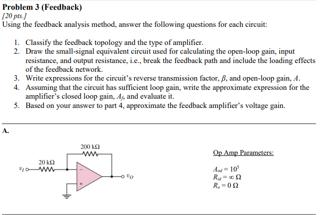 Solved Problem 3 (Feedback) 20 pts. Using the feedback | Chegg.com