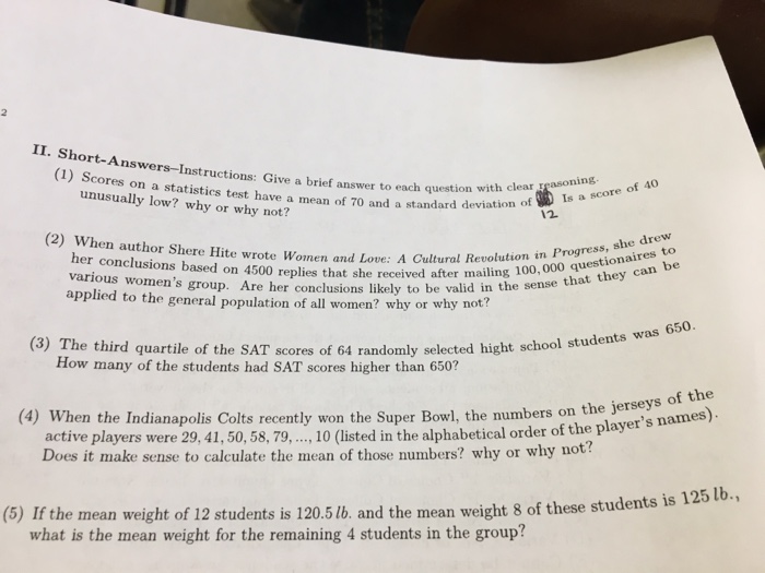 Solved II. Short-Answers-Instructions: Give a brief answer | Chegg.com