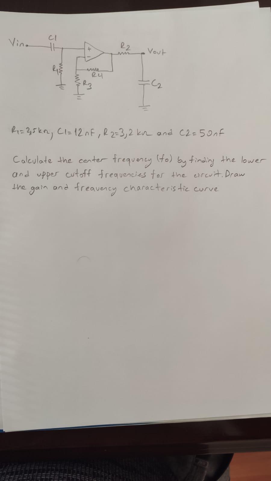 Solved Calculate the center frequency (fo) by finding the | Chegg.com