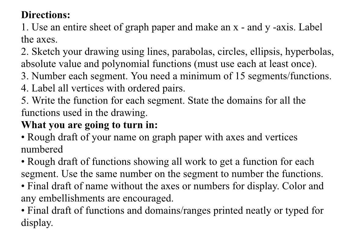 Directions: 1. Use an entire sheet of graph paper and | Chegg.com