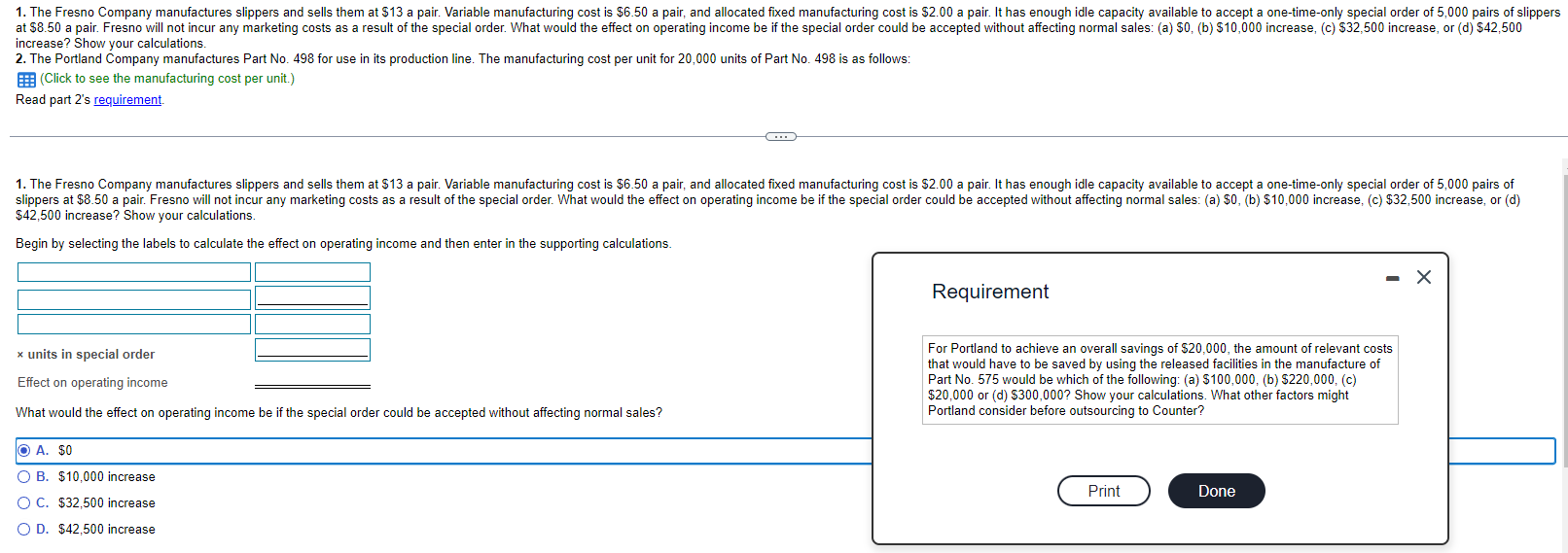 Solved increase? Show your calculations. 2. The Portland | Chegg.com