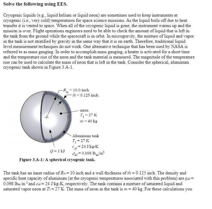 Solved Solve the following using EES. Cryogenic liquids | Chegg.com