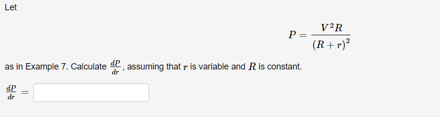 Solved Let V2R P= (R+r)? as in Example 7. Calculate dp , | Chegg.com