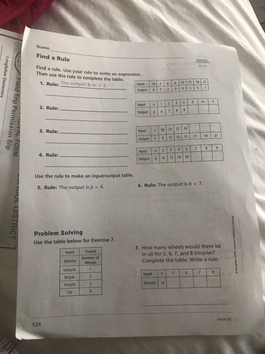 Solved Name Find a Rule Find a rule. Use your rule to write | Chegg.com