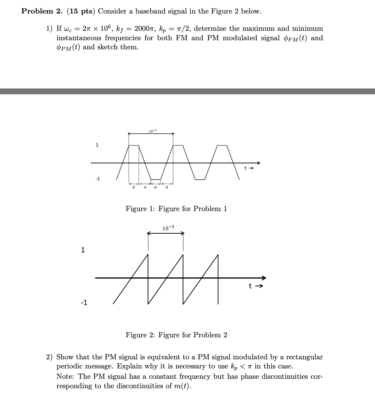 Solved roblem 2. (15 pts) Consider a baseband signal in the | Chegg.com