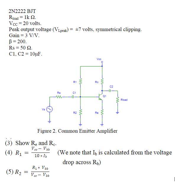 Solved 2N2222 BJT Rload =1kΩ. VCC=20 volts. Peak output | Chegg.com