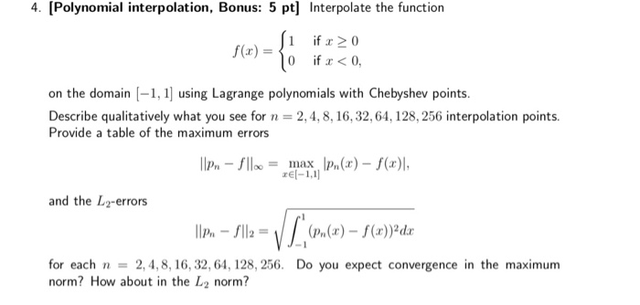 4 [polynomial Interpolation Bonus 5 Pt]