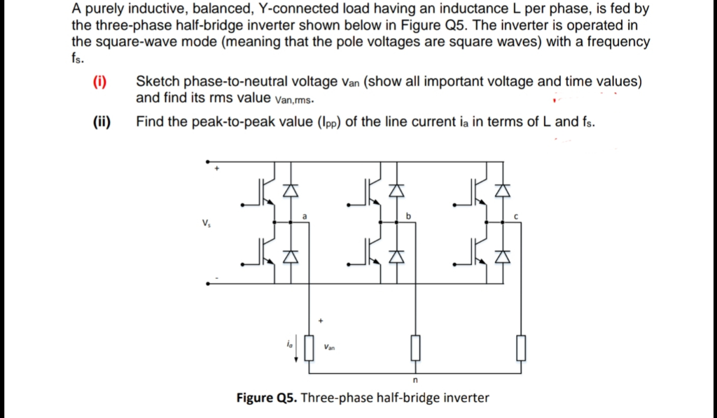 Solved A purely inductive, balanced, Y-connected load having | Chegg.com