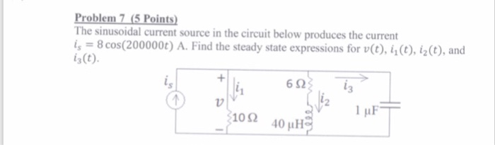 Solved Problem 7 (5 Points The sinusoidal current source in | Chegg.com