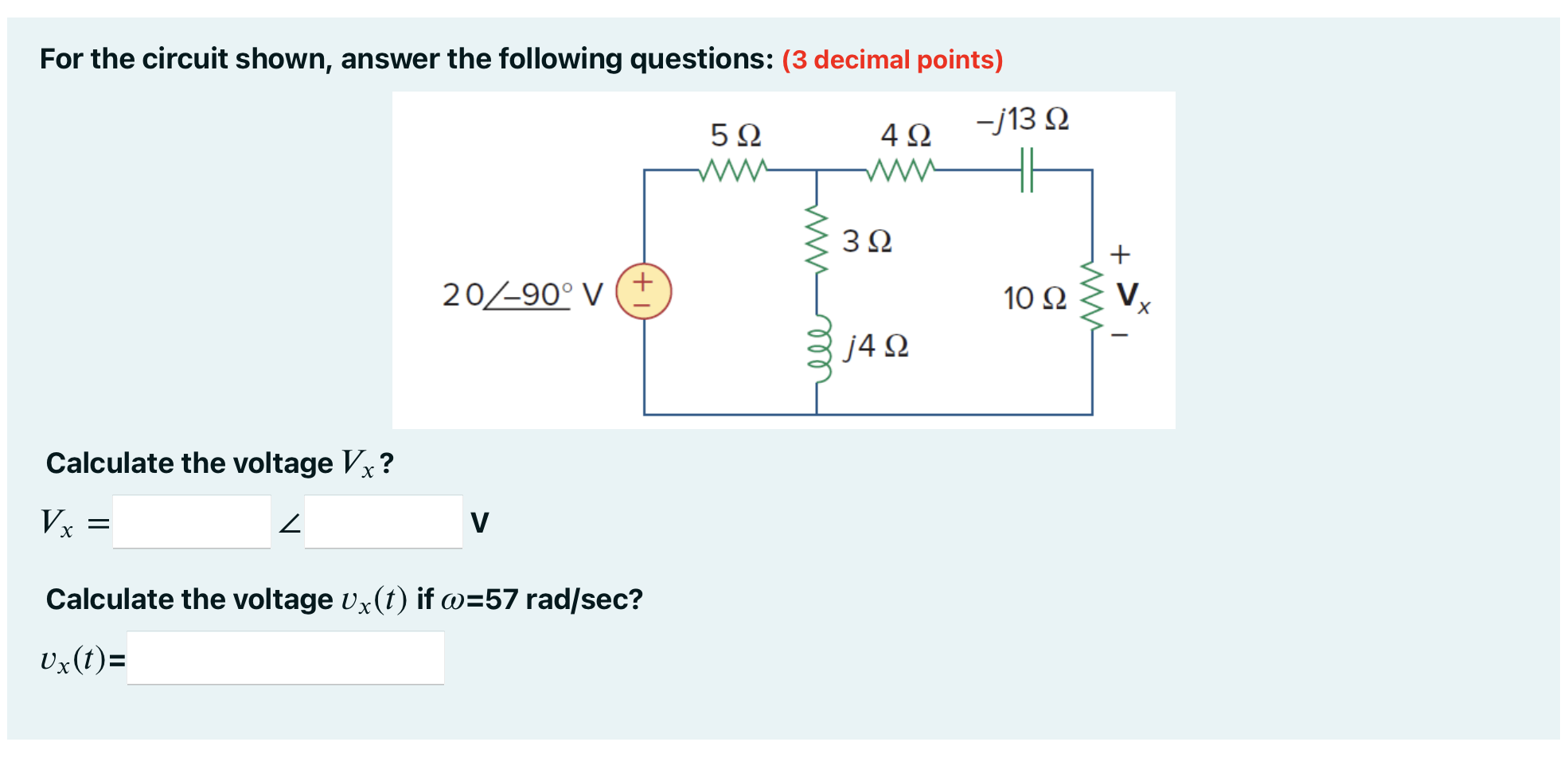 Solved For the circuit shown, answer the following | Chegg.com