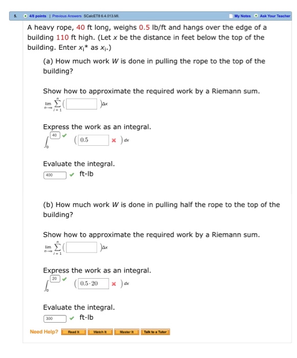 Solved 4. -/2 points SCalcET8 6.4.009. My Notes Ask Your | Chegg.com Solved 4. -/2 points SCalcET8 6.4.009. My Notes Ask Your | Chegg.com