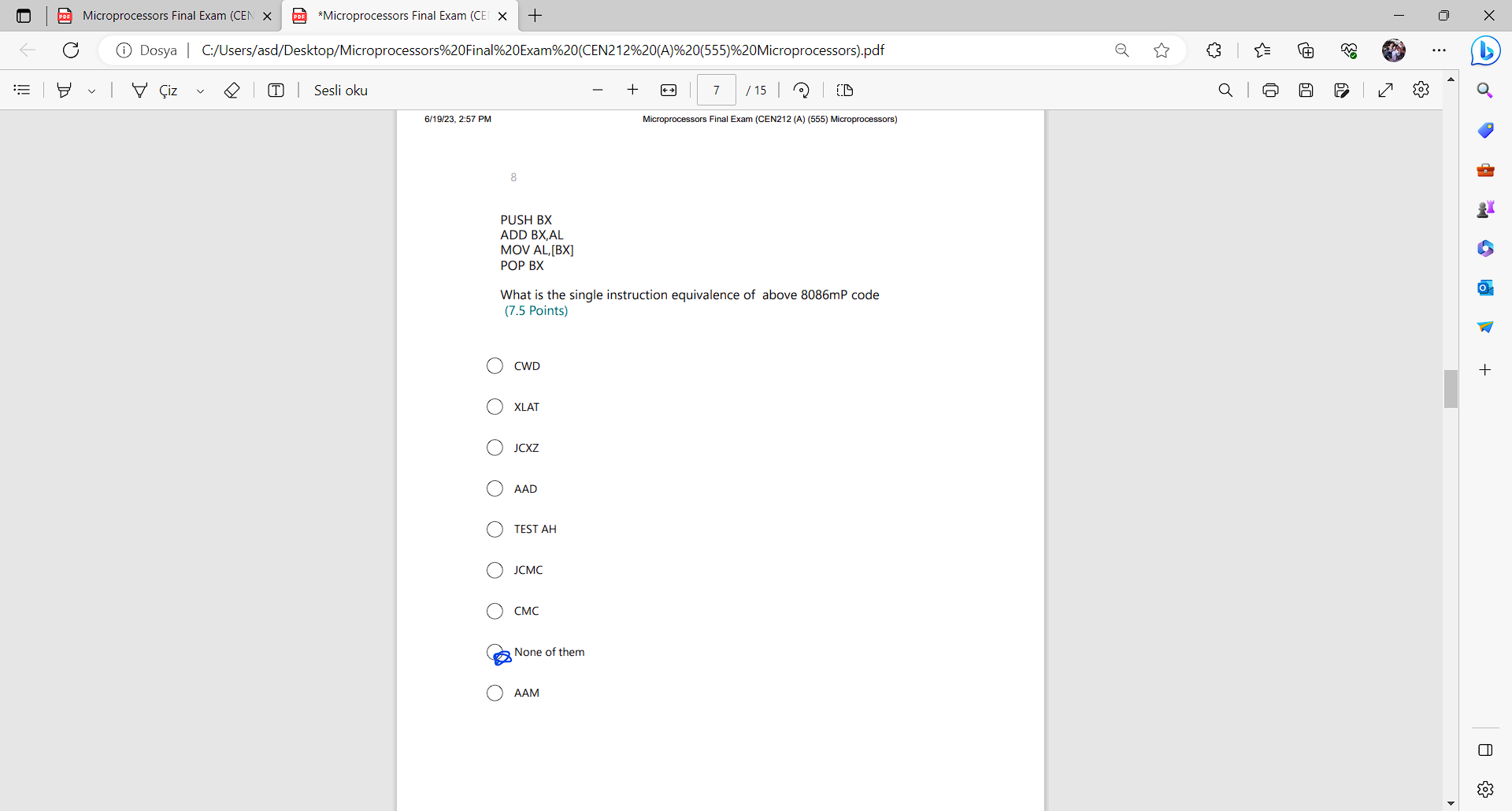 Solved 2 57pm Microprocessors Final Exam Cen212 A 555 Chegg