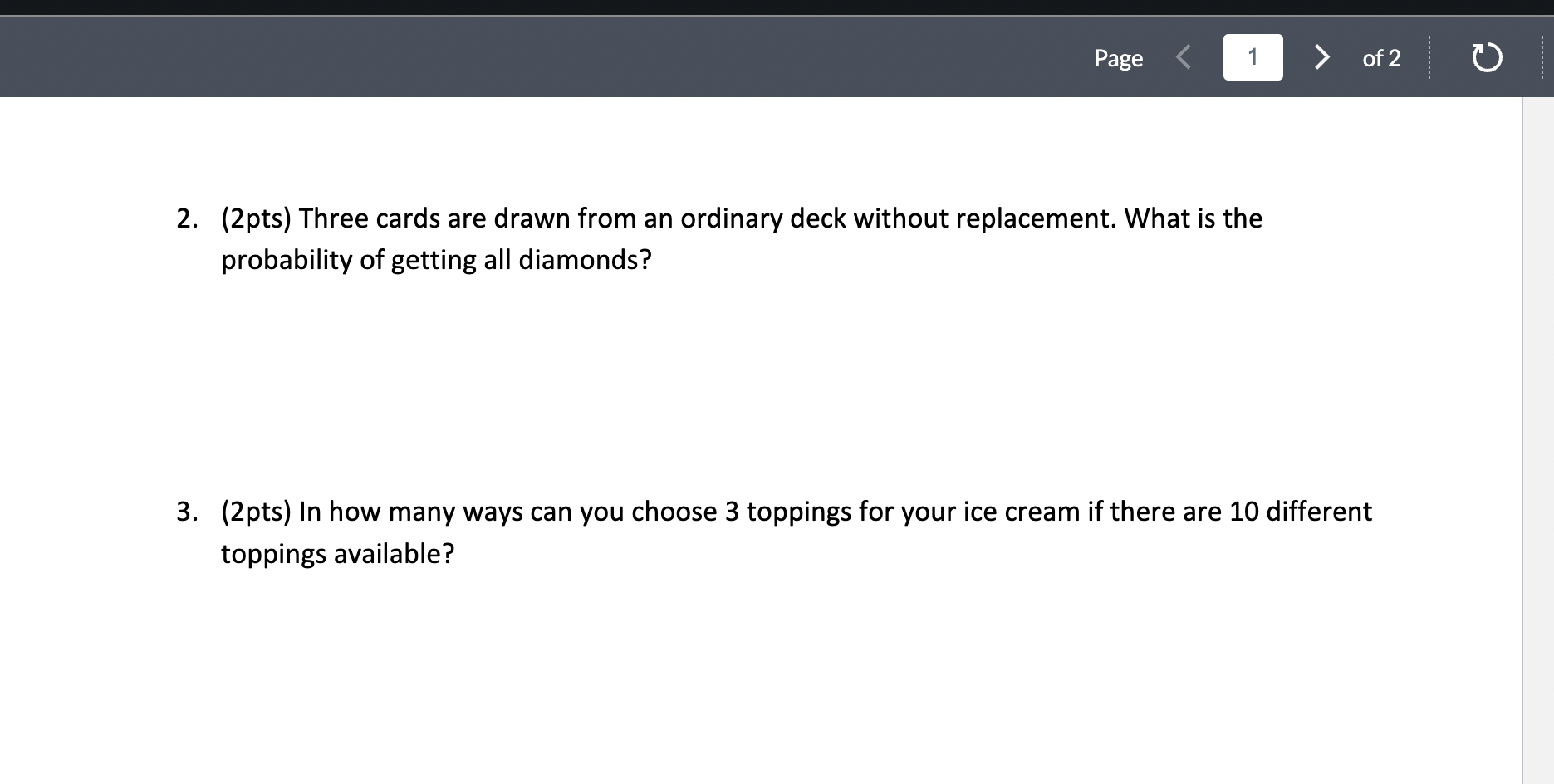 Solved 2. (2pts) Three cards are drawn from an ordinary deck | Chegg.com