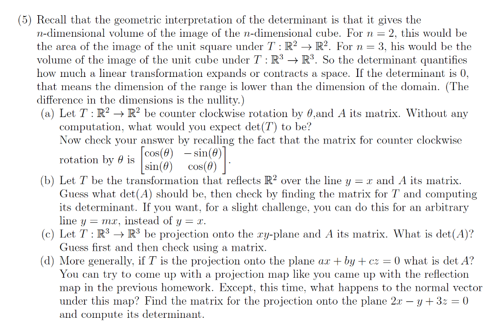 Solved (5) Recall that the geometric interpretation of the | Chegg.com