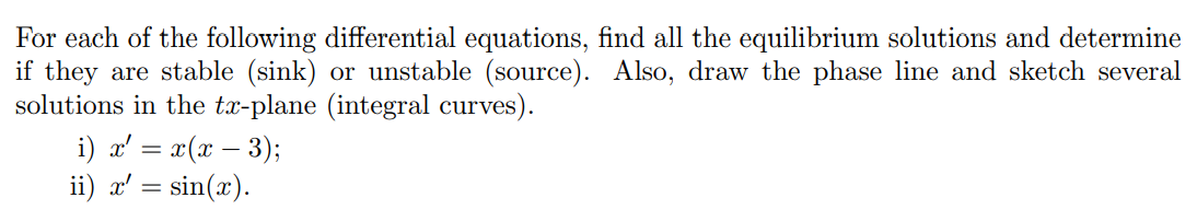 Solved For each of the following differential equations, | Chegg.com