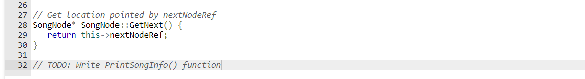 Solved Given main(), complete the SongNode class to include | Chegg.com