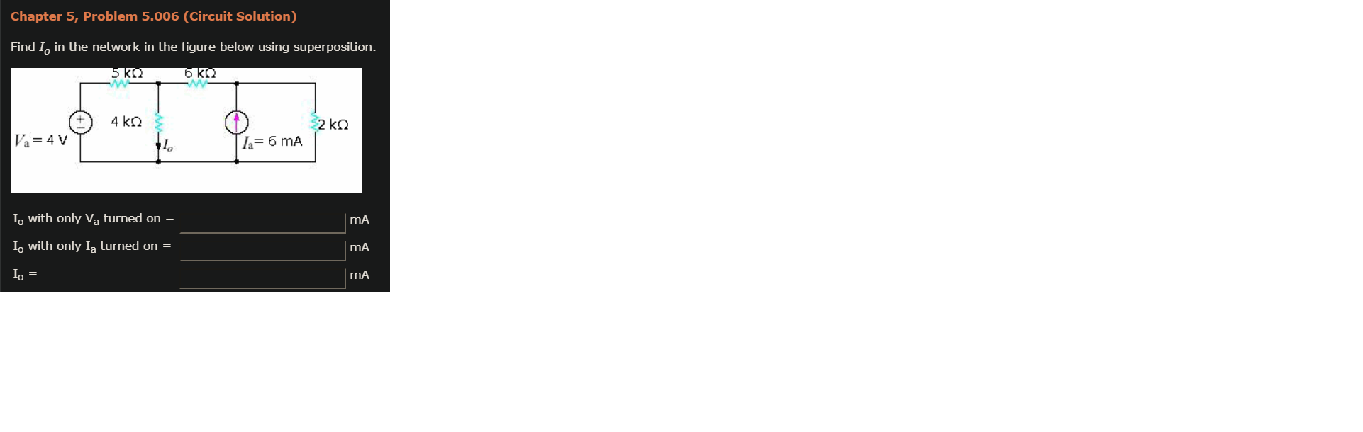 Solved Chapter 5, Problem 5.006 (Circuit Solution) Find 1, | Chegg.com