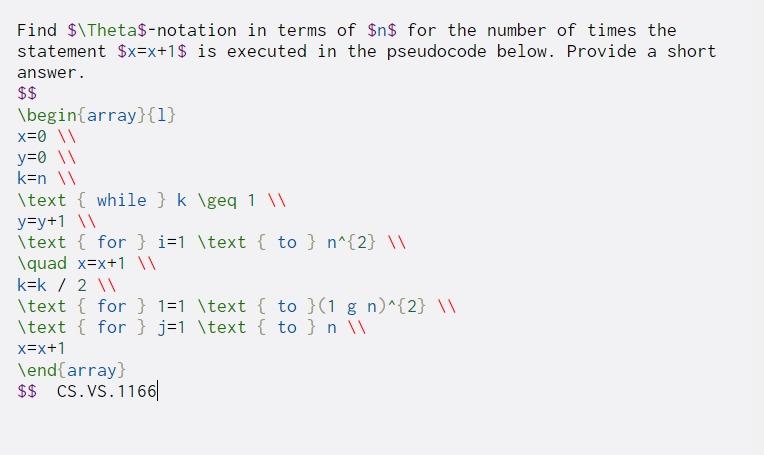 Solved Find $\Theta$-notation in terms of $n$ for the number | Chegg.com