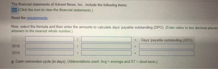 Solved The financial statements of Advent News, Inc., | Chegg.com