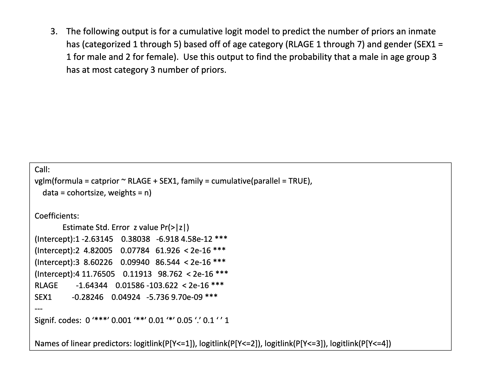 Solved The following output is for a cumulative logit model | Chegg.com