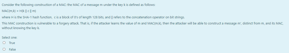 Solved Consider the following construction of a MAC: the MAC | Chegg.com