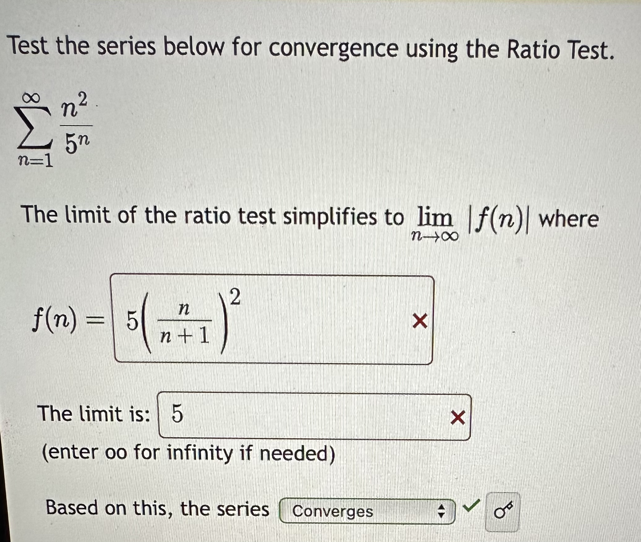 Solved Test the series below for convergence using the Ratio | Chegg.com