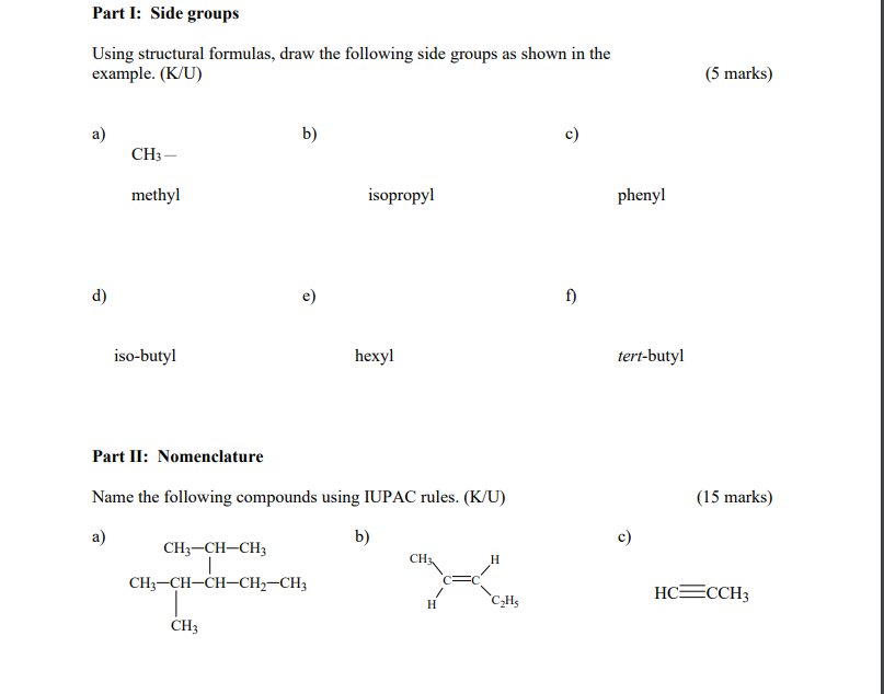 Solved Using structural formulas, draw the following side | Chegg.com