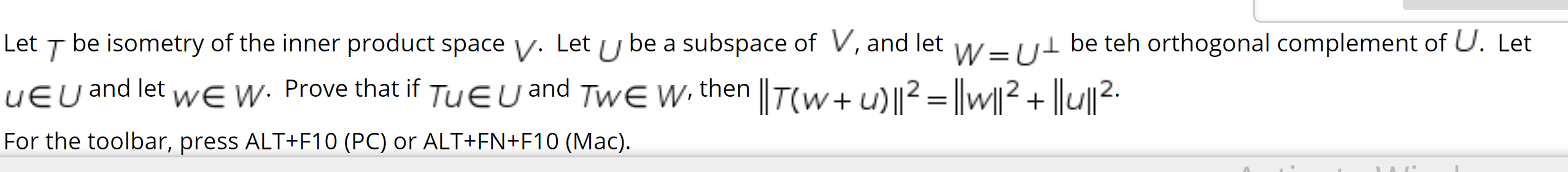 Solved Let T T be isometry of the inner product space v. Let | Chegg.com