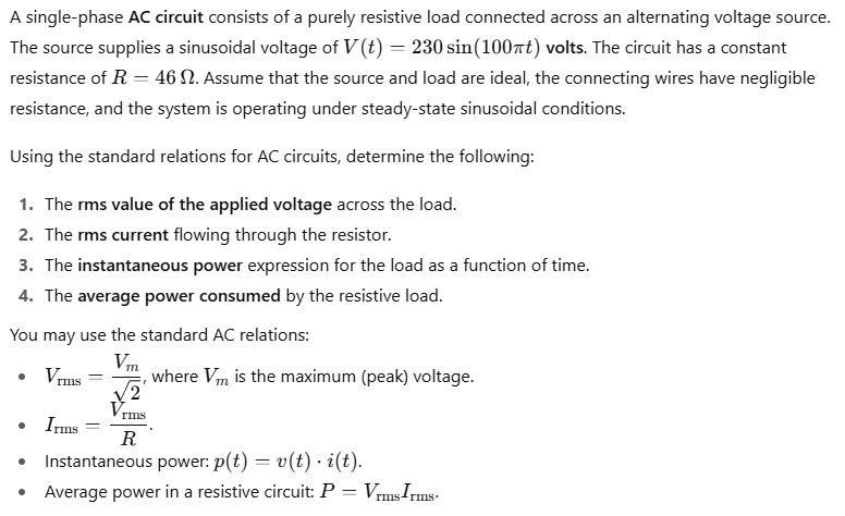 Solved A single-phase AC circuit consists of a purely | Chegg.com