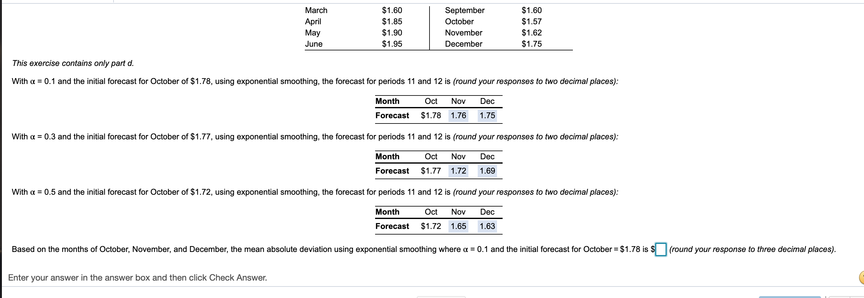 Solved March April May June $1.60 $1.85 $1.90 $1.95 | Chegg.com