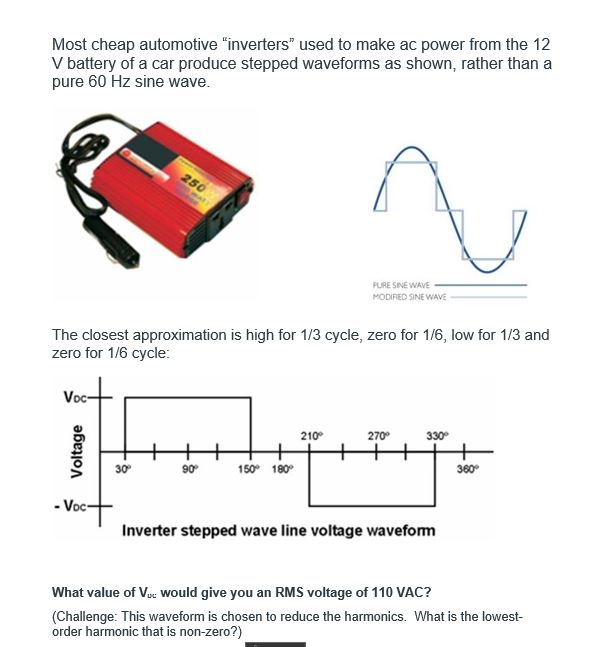 Solved Most cheap automotive "inverters" used to make ac | Chegg.com