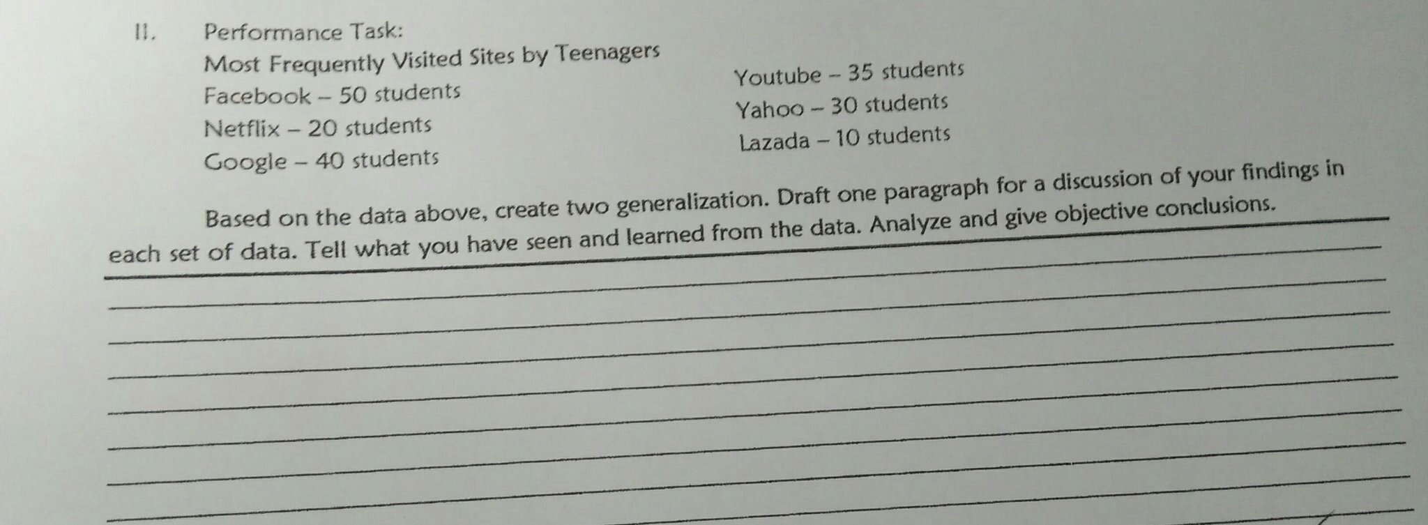 Solved Youtube - 35 students Performance Task: Most | Chegg.com