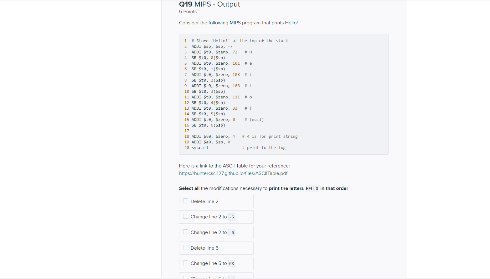 Solved Q19 MIPS - Output 6 Points Consider the following | Chegg.com