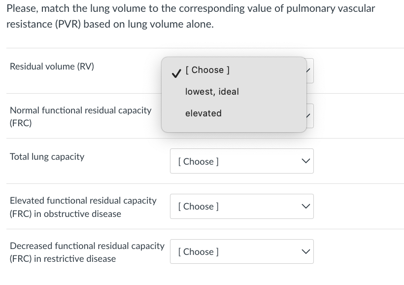 Solved Please, match the lung volume to the corresponding | Chegg.com
