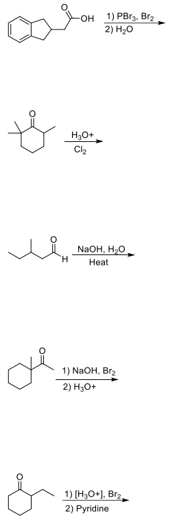 Solved -OH 1) PBrz, Br2 2) H20 & H3O+ Cl2 in NaOH, HO Heat | Chegg.com