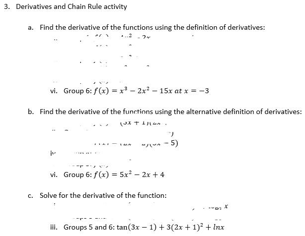 Solved 3. Derivatives and Chain Rule activity a. Find the | Chegg.com
