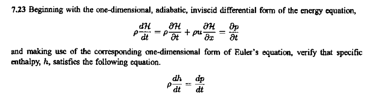 Solved 7.23 Beginning with the one-dimensional, adiabatic, | Chegg.com