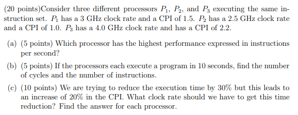 Solved Consider three different processors P1, P2, and P3 | Chegg.com