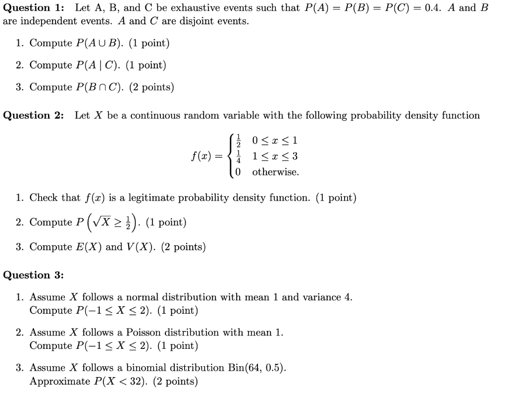 Solved = = Question 1: Let A, B, and C be exhaustive events | Chegg.com